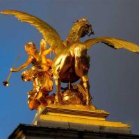 China Resin Crafts Outdoor Bronze Sculpture , Brass Horse Sculpture 5mm Thick OEM ODM for sale
