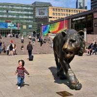 China 5m Height Decorative Bronze Leopard Sculpture Contemporary SGS Standard for sale
