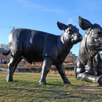 China Height 180cm Vivid Bronze Bull Sculpture Outdoor Landscape Statues for sale
