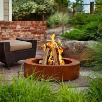 China Round Outdoor Garden Corten Steel Fire Pit Camping For Outside Wood Burning for sale