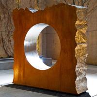China Corrosion Resistant Corten Steel Sculpture Home Decor Sculpture With Stainless Steel for sale