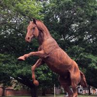 China Customized Size Outdoor Metal Horse Sculpture Weathering Steel for sale