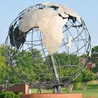 China TUV Certified Mirror Polished Stainless Steel Sculpture Big Globe Statue OEM Service for sale