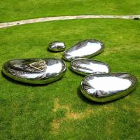 China Gnee Garden High Polished Pebble Shape Stainless Steel Sculpture For Lawn for sale