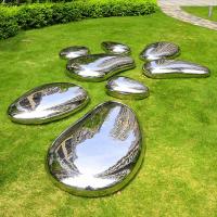 China Gnee Garden High Polished Pebble Shape Stainless Steel Sculpture For Lawn for sale