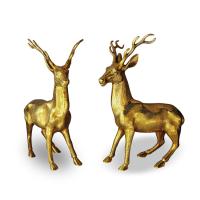 China Gnee Garden 8mm Thick Bronze Deer Statues Garden Decoration With Fine Details for sale