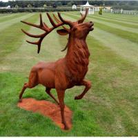 China Cast Iron Rusted Life Size Outdoor Deer Statues OEM Service for sale