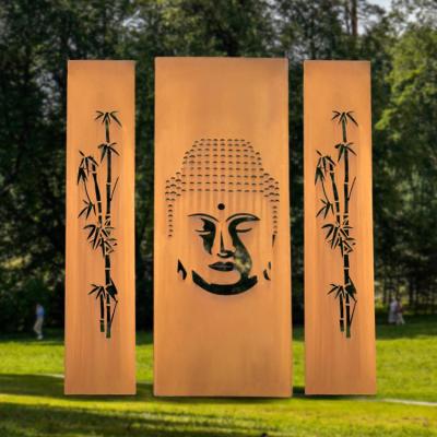 China 1500mm Corten Steel Screens GN-SH-204 Laser Cut Privacy Divider Metal Garden Ornaments for sale