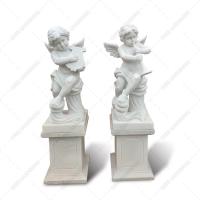 China Life Size Angel White Marble Statue Figurine Fountain Outdoor Garden Carving Stone for sale