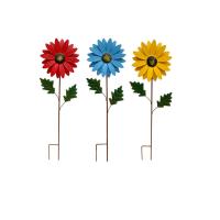 China Sunflower Windmill Metal Pinwheel Garden Wind Sculptures For Balcony Patio Lawn for sale