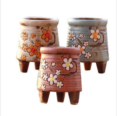 China Korean garden pot flower decor hand-painted ceramic flower pots for sale