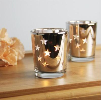 China Star candle holder mercury glass candle holder/jar/cup tealight candle holder for wedding gift for sale