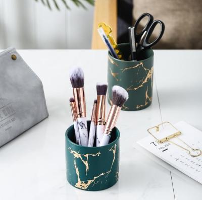 China Home Decor Ceramic Desk Pen Holder Stand Pencil Cup Holder Organizer Makeup Brush Holder for sale