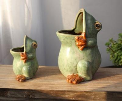 China Succulent Creative Frog Animals Plant Flowerpots for sale