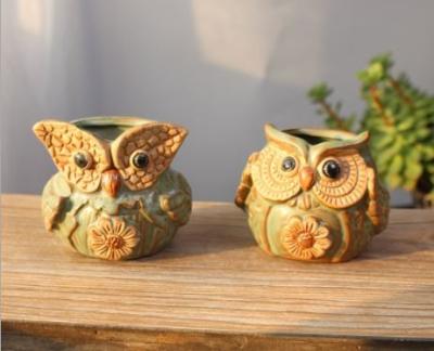 China Succulent Creative Animals Ancient Owl Plant Flowerpots for sale