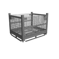 China Folding Q235 Stackable Mesh Pallet Cages Warehouse Grid Box Metal for sale