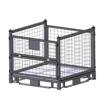 China 300kg 500kg Metal Mesh Storage Containers Folding Semi Open Steel for sale