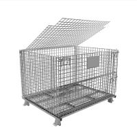 China Stackable Steel Mesh Containers Foldable Powder Coating for sale