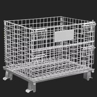 China Stackable Steel Mesh Containers Foldable Powder Coating for sale