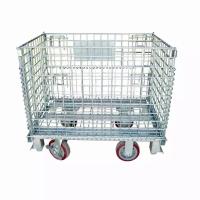 China Folding Warehouse Detachable Industrial Wire Mesh Containers Cargo Storage Cage for sale