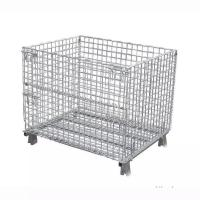 China Folding Warehouse Detachable Industrial Wire Mesh Containers Cargo Storage Cage for sale