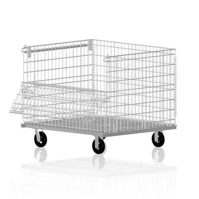 China Folding Warehouse Detachable Industrial Wire Mesh Containers Cargo Storage Cage for sale