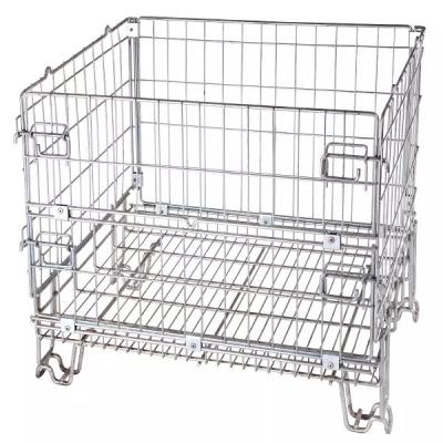 China Long Folding 4.8mm Wire Mesh Storage Containers Steel Metal Box Warehouse for sale