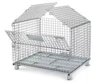China Workshop Storage Metal Wire Mesh Container Cage Galvanized / Powder Coated for sale