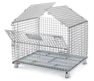 China Workshop Storage Metal Wire Mesh Container Cage Galvanized / Powder Coated for sale