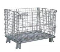 China TLWY Be Reused 50*50mm Foldable Wire Mesh Container Cage With Wheel for sale