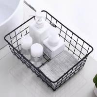 China Home Snacks Rectangle Small Wire Storage Basket Black Silver White for sale