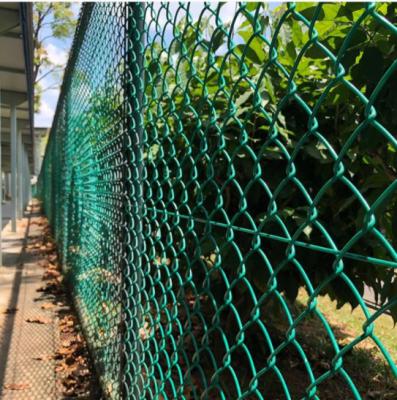 China Green Galvanized Plastic Coated 6 Gauge Chain Link Fence 10 Foot for sale