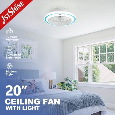 China Small 20 Inch Flush Mount LED Ceiling Fan with Light and Color Temperature 3000-6500K for sale