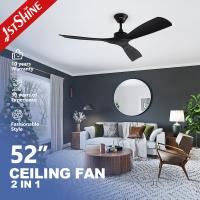 China 2in1 52'' Smart Ceiling Fan With Light DC Motor High Speed In Black 6 Speed Choice for sale