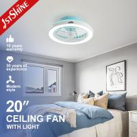 China Large Air Flow 20 Inch Blue Finish LED Ceiling Fan for Bedroom Modern Design for sale