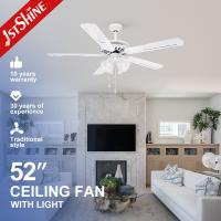 China 52 Inch 132cm Decorative Pull Chain Ceiling Fan with Lamps and 5 Blades 1stshine OEM for sale