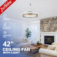 China 6 Speed Modern Retractable Ceiling Fan With 3 color LED Light for sale