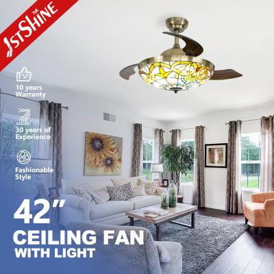 China Midcentury Design 1stshine LED Ceiling Fan Remote Control and Hidden Blades 10 Year Motor for sale