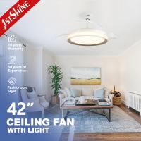 China Home Hotel Office LED Ceiling Fan Retractable PC Blades and 3000K/4000K/6000K LED Light for sale