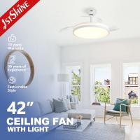 China Retractable Blades and Light 42 Inch White Fancy LED Ceiling Fan Metal Acrylic Material 2- for sale