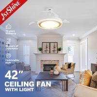 China Standard Wind Mordern Style LED Ceiling Fan with Hidden Blades and PC Blades in White for sale