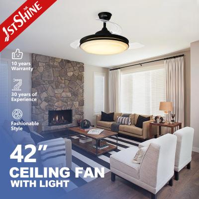 China 230V Decorative Lighting Retractable LED Ceiling Fan with Dimmer Support 42 Inch Size for sale