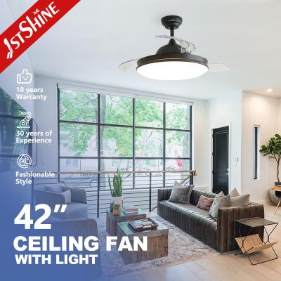 China DC Silent Motor LED Retractable Ceiling Fan Light 6 Speed Remote Control for sale