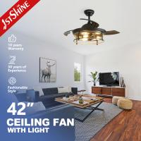 China Home Office 3000K Color Temperature Ceiling Fan with Hidden Blades 42 Inches Brown Blades for sale