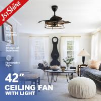 China 1stshine Black Traditional PC Hidden Blades Ceiling Fan with Remote 2- Lighting Solutions for sale