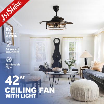 China 1stshine Black Traditional PC Hidden Blades Ceiling Fan with Remote 2- Lighting Solutions for sale
