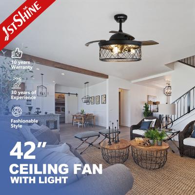China Customized Design 1stshine Ceiling Fan with Hidden Blades and LED Light in Black Color for sale