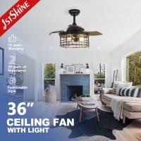 China LED Light Source 36-inch Ceiling Fan with Retractable Blades and 100% Copper Motor for sale