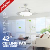 China 42 Inch 6 Speeds Dimmable Led Invisible Ceiling Fan With Light 3 Pc Blades for sale