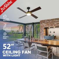 China Smart remote control 52 inches 6 speeds MDF black ceiling fan with Metal body material for sale